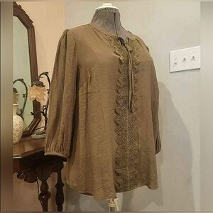 Como Blu | Tops | New 2x Green Blouse Wlace Detailing | Poshmark